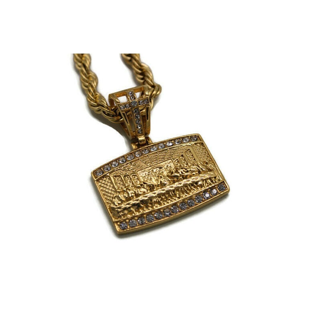 Last Supper Pendant With Rope Necklace 24K Gold Filled NEW Chain Charm ...