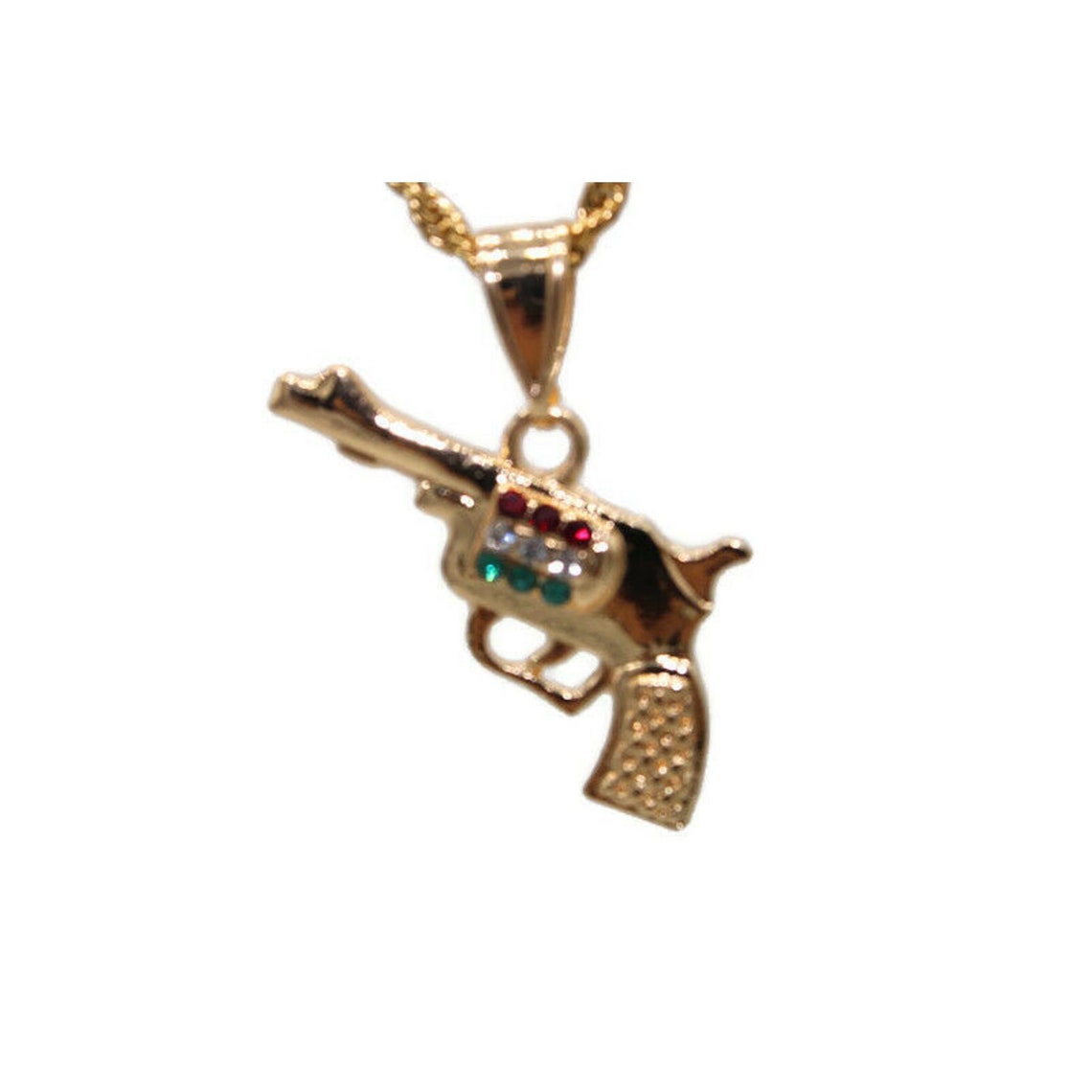 Revolver Gun Pendant with Necklace 24K Gold Filled Chain | Etsy