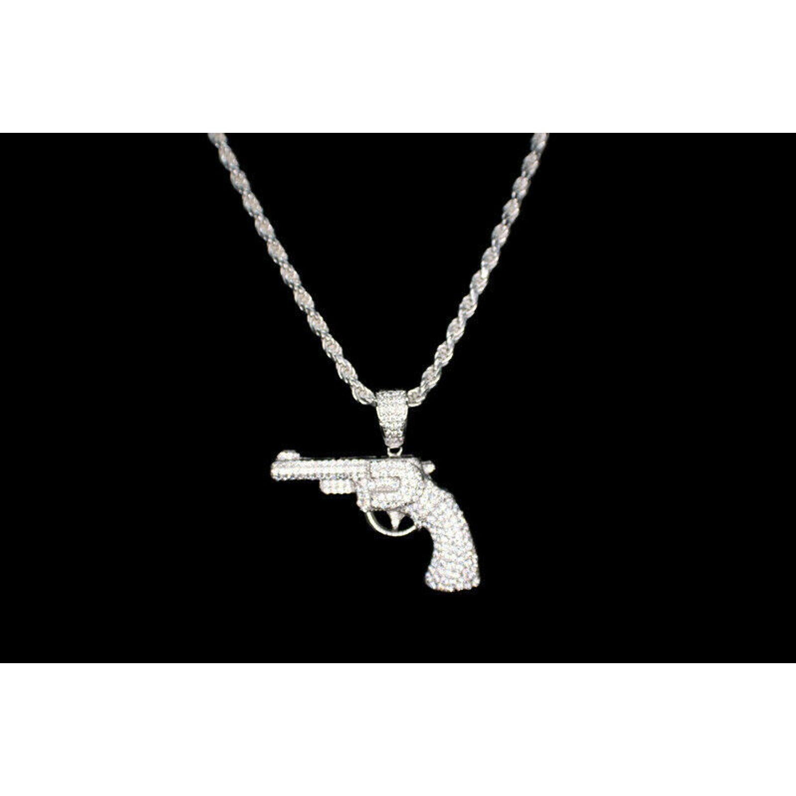 Revolver Hand Gun Necklace 925 Silver | Etsy