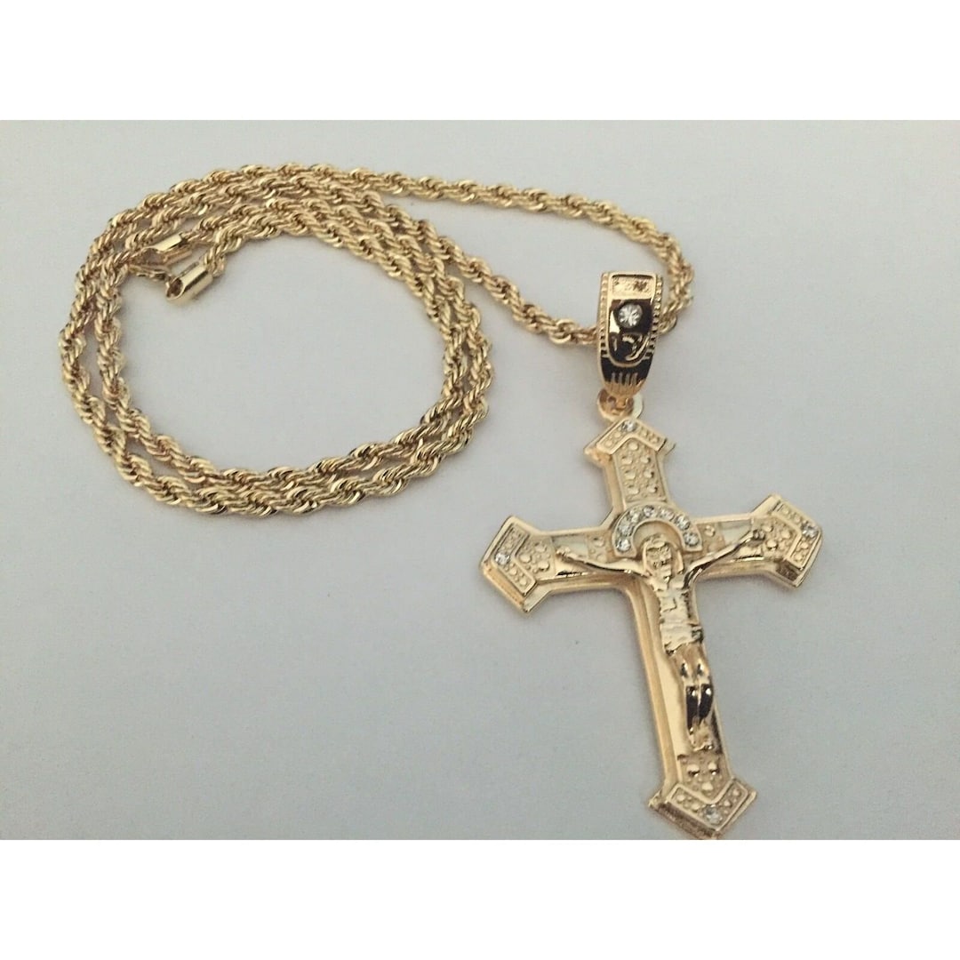 Large Cross 24K Gold Filled Necklace - Etsy