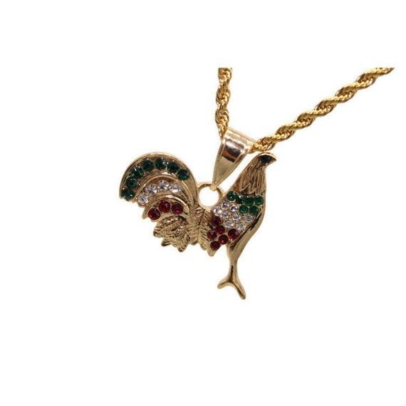 Gallo Medalla Con Cadena 24K Oro Chapado Laminado Dije Mexico - Etsy