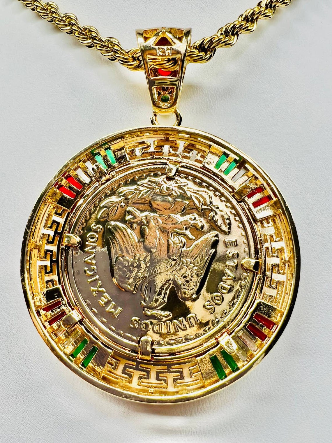 Mexican Centenario With 26 Rope Necklace 24K Gold Filled - Etsy