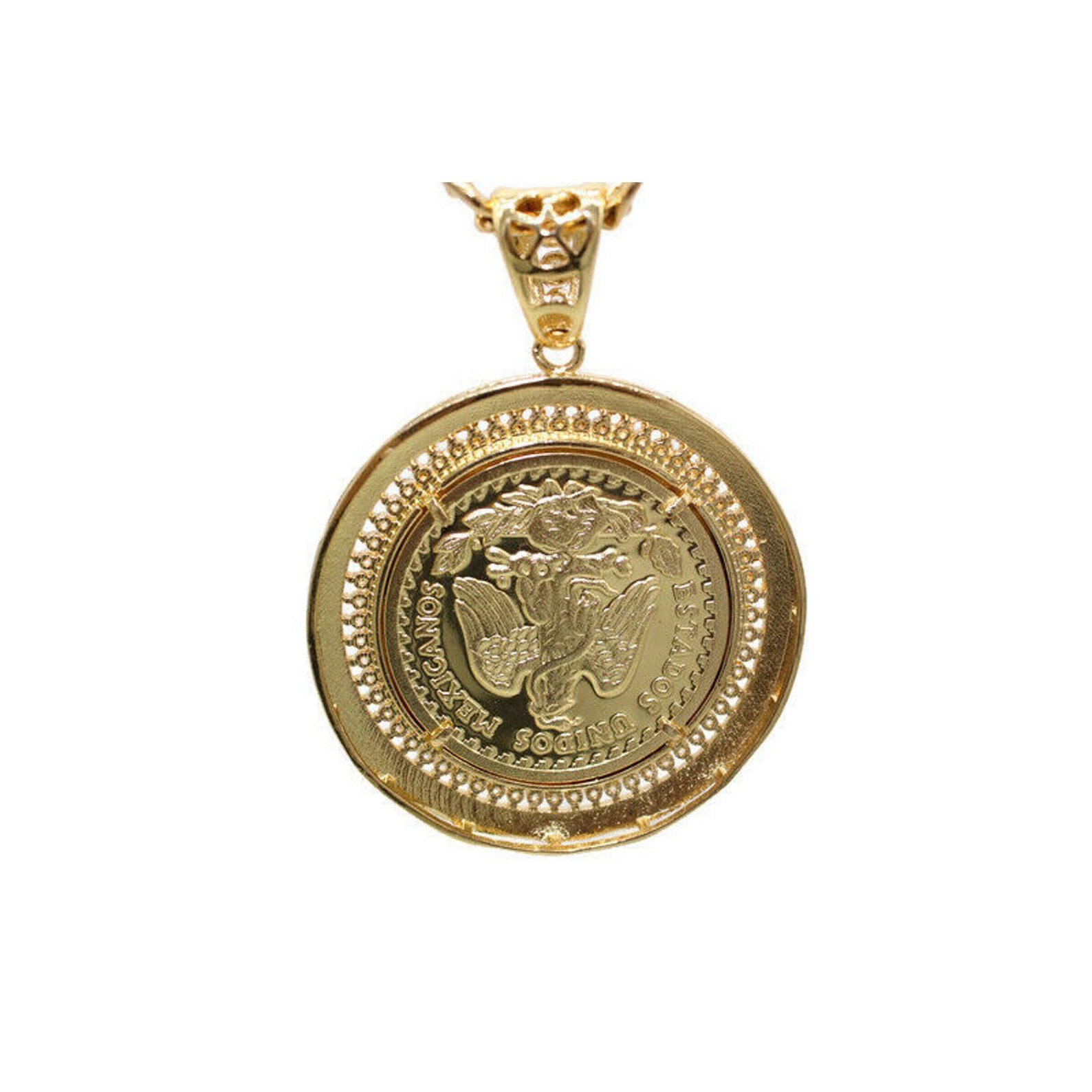 Centenario Con Cadena Nuevo 24k Oro Chapiado Laminado 50 Pesos Aguila ...