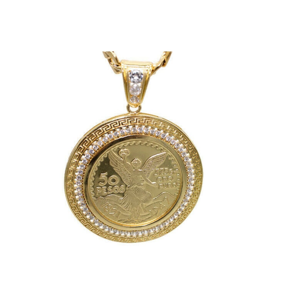 Centenario Con Cadena Nuevo 24k Oro Chapiado Laminado 50 Pesos Aguila ...