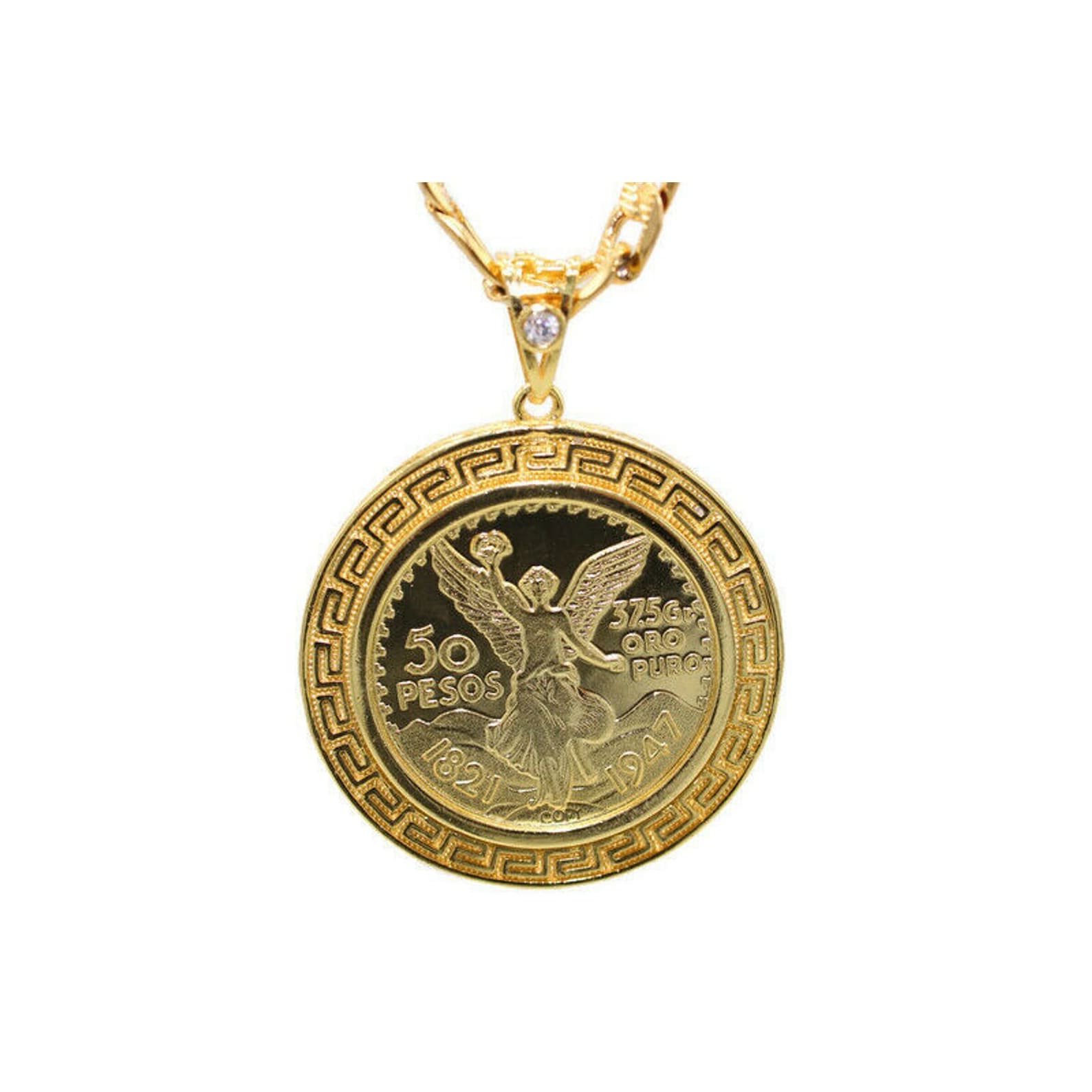 Centenario Pendant With Necklace NEW 24k Gold Filled Figaro - Etsy