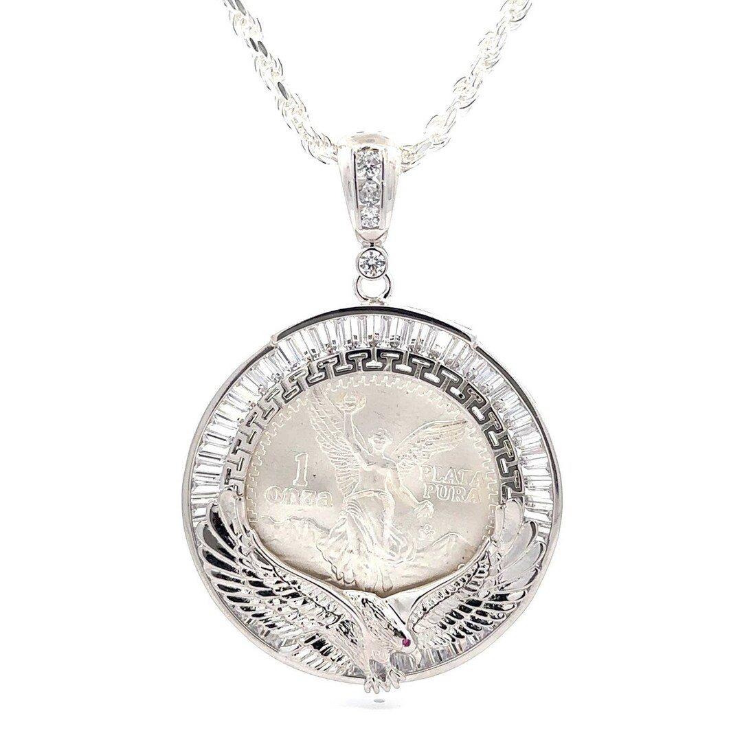 Centenario Pendant With Rope Chain Eagle Sterling Silver .925 NEW - Etsy