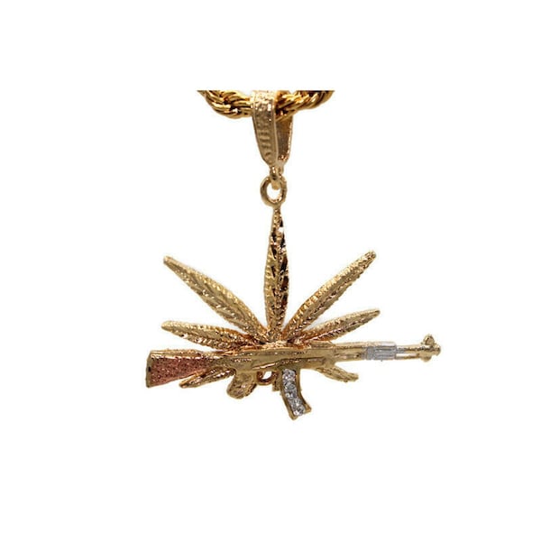 Gold Weed Pendant - Etsy