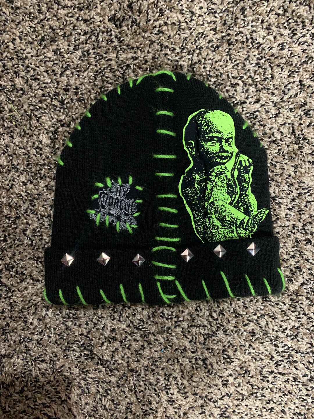 City Morgue Custom Punk Studded Beanie - Etsy