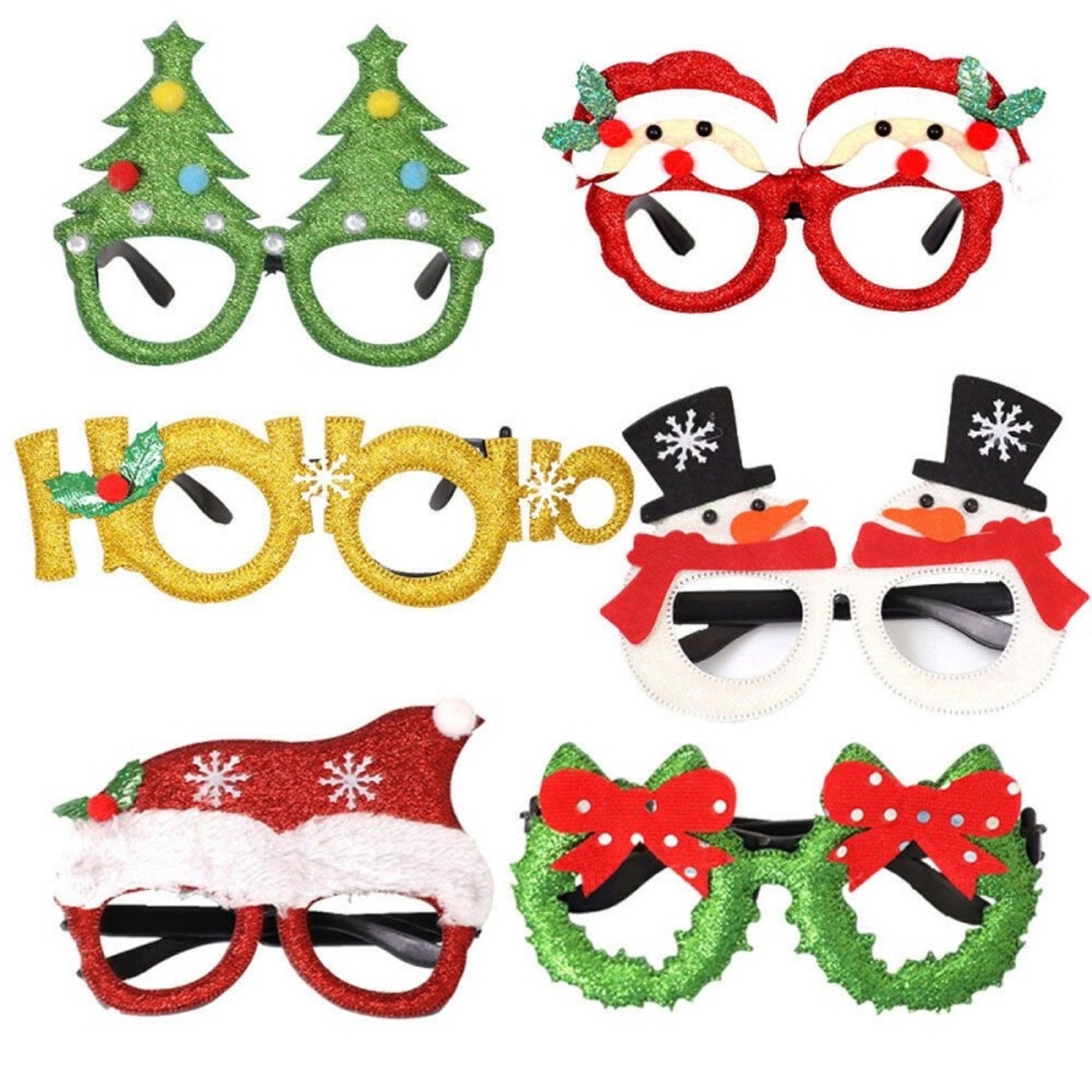 Christmas Cute Cartoon Glasses Frame Glittered Eyeglasses No Etsy