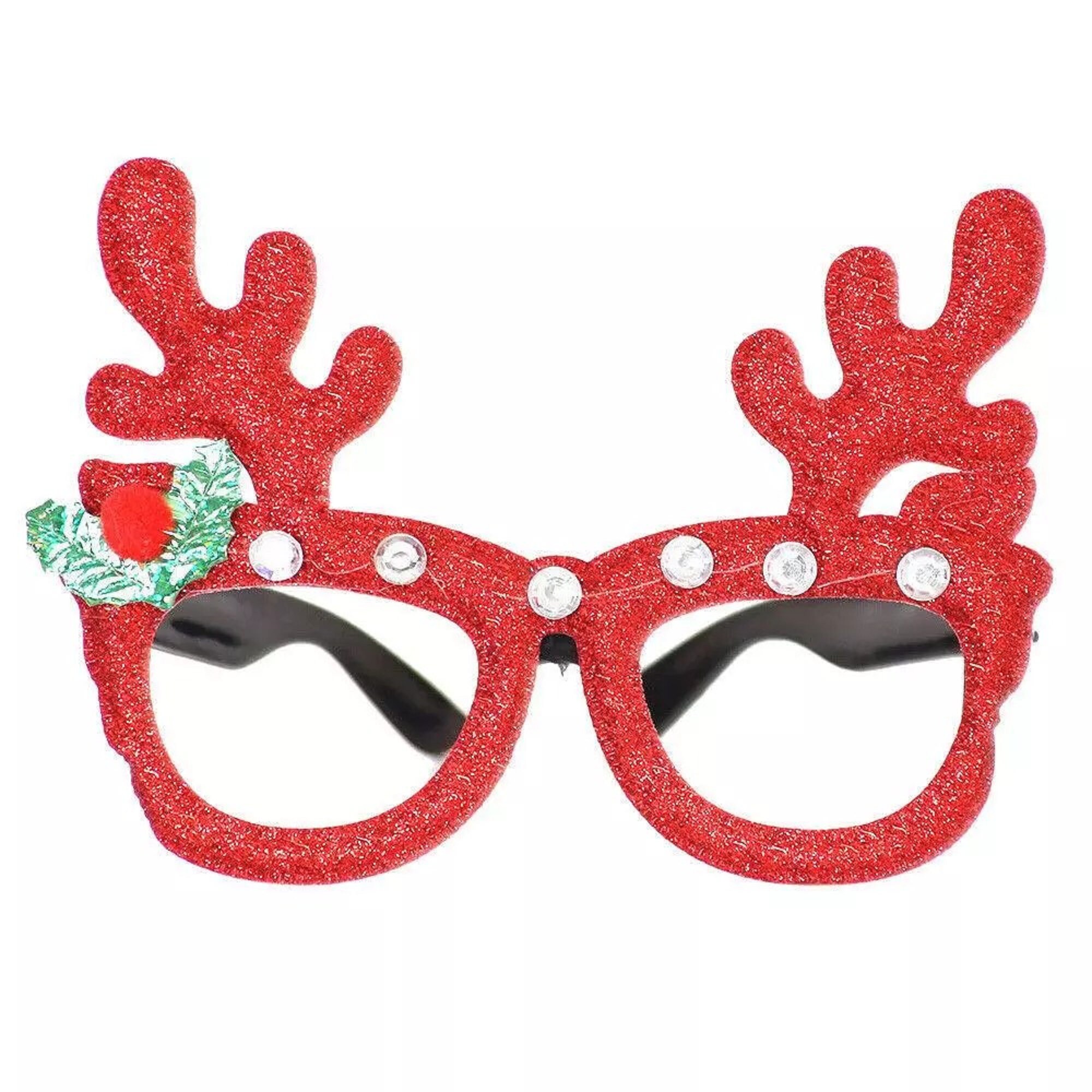 Christmas Cute Cartoon Glasses Frame Glittered Eyeglasses No Etsy