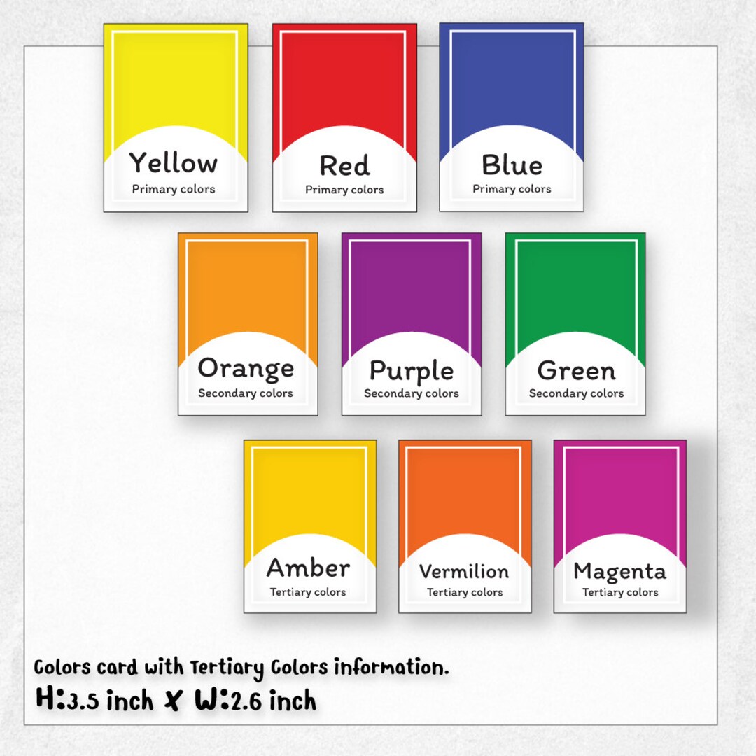 Colors Cards, Basic to Understand Color. - Etsy