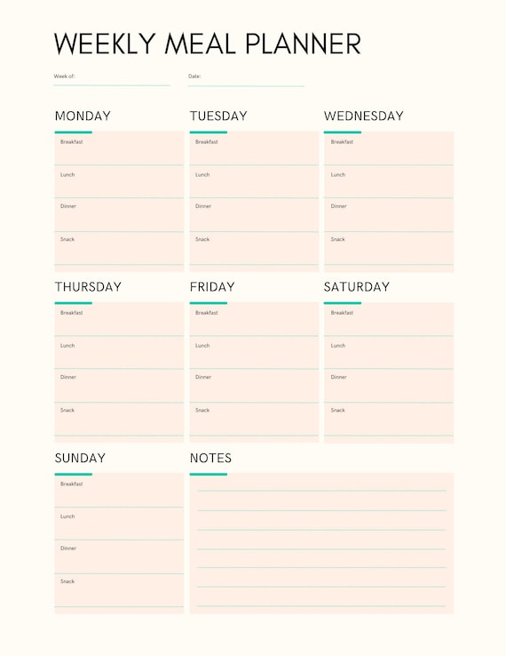 Minimalist Meal Planner Meal Planner Printable Meal Planner - Etsy