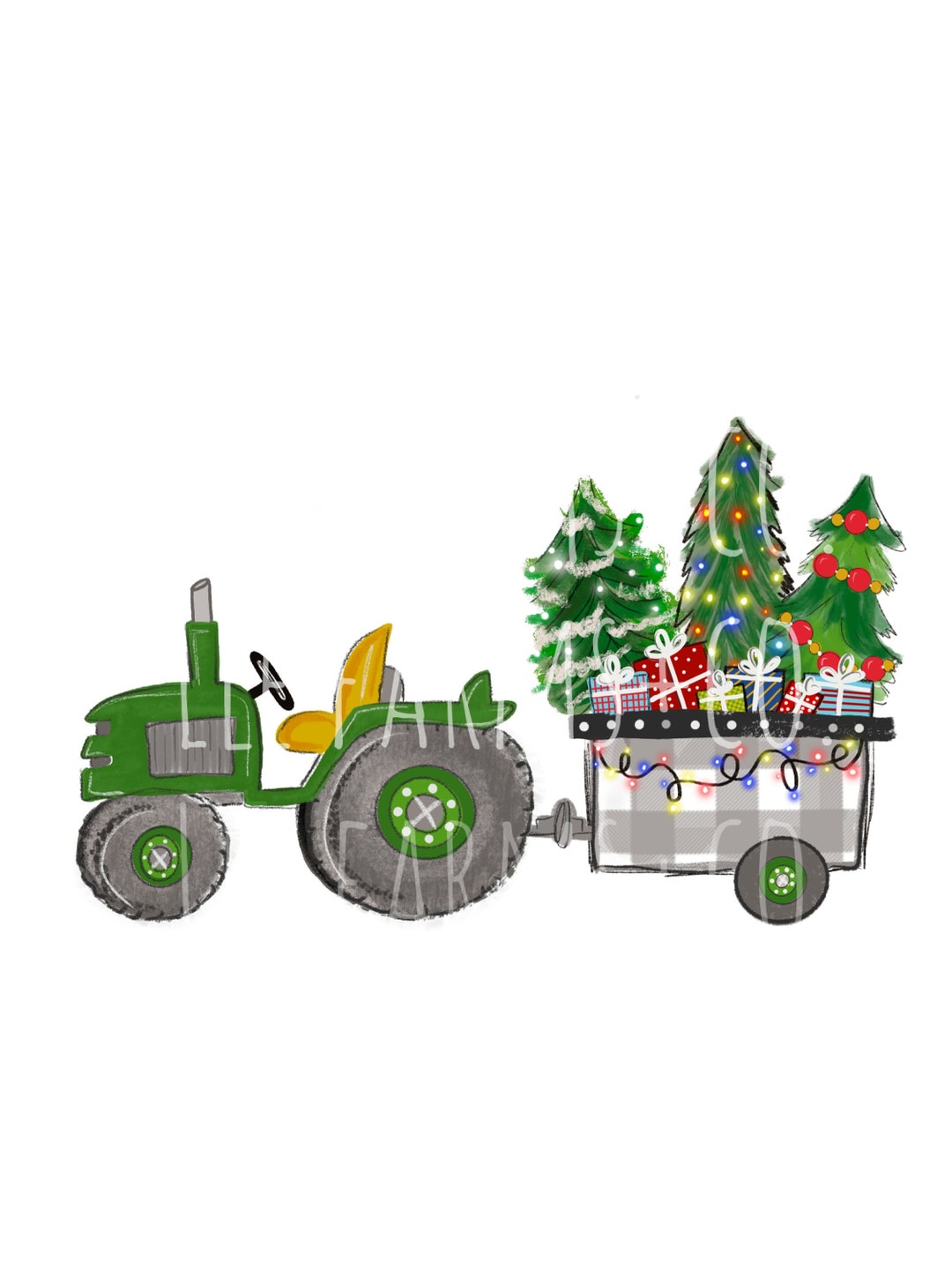 Christmas Tree Tractor PNG File - Etsy