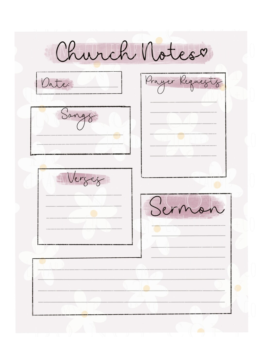 Daisy Church Note PNG - Etsy