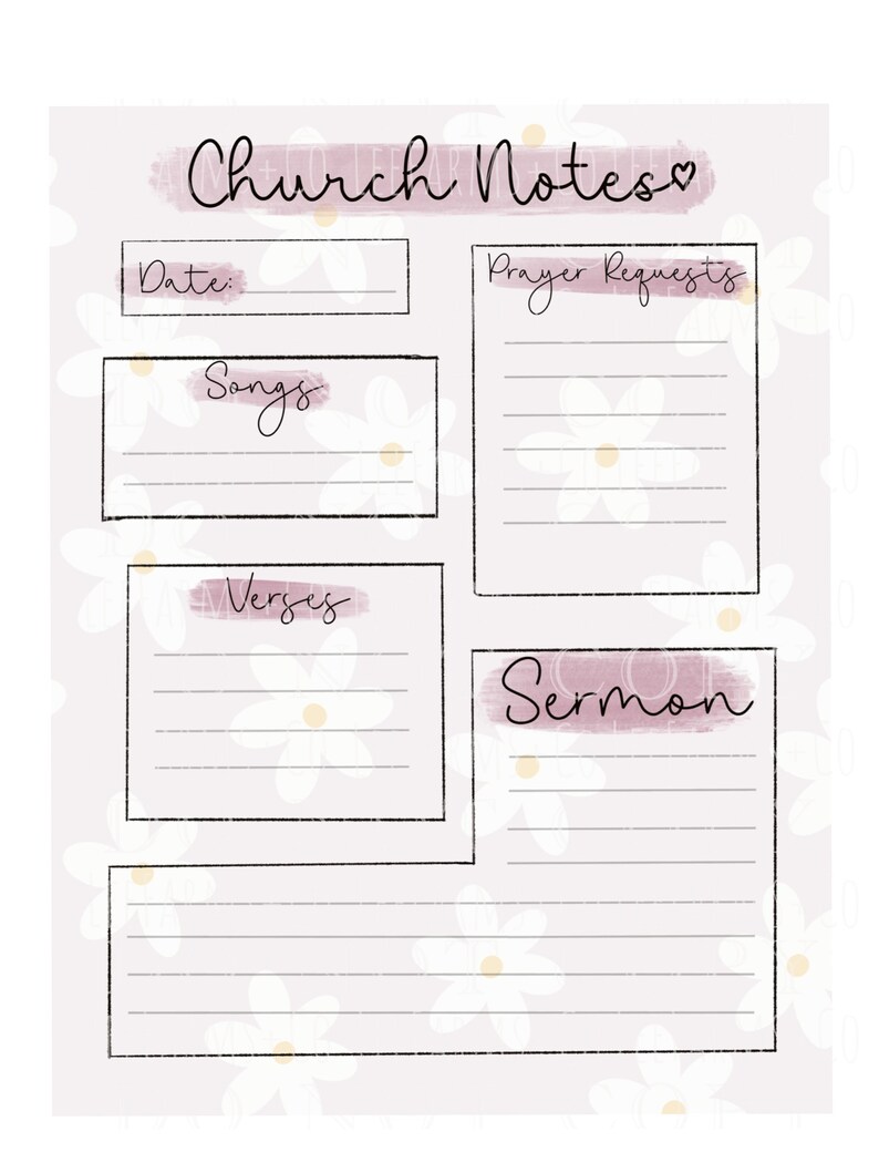 Daisy Church Note PNG - Etsy