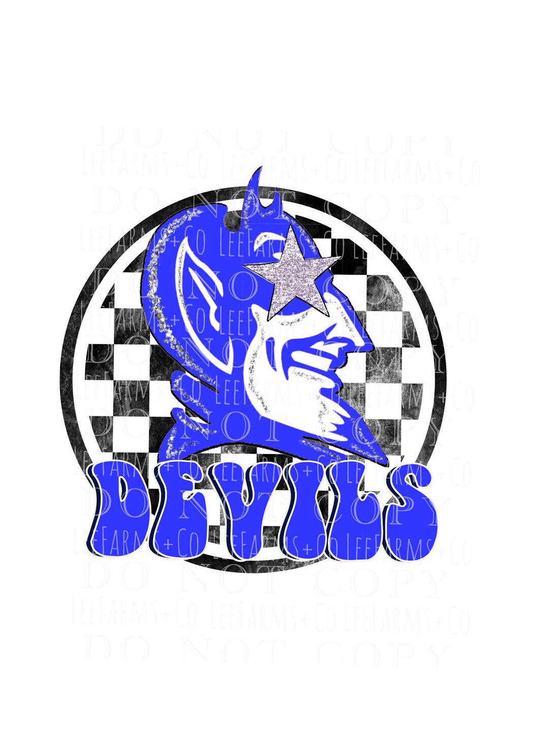 Devils. Blue Devils. School. School Mascot. PNG. Digital. Retro. Preppy ...