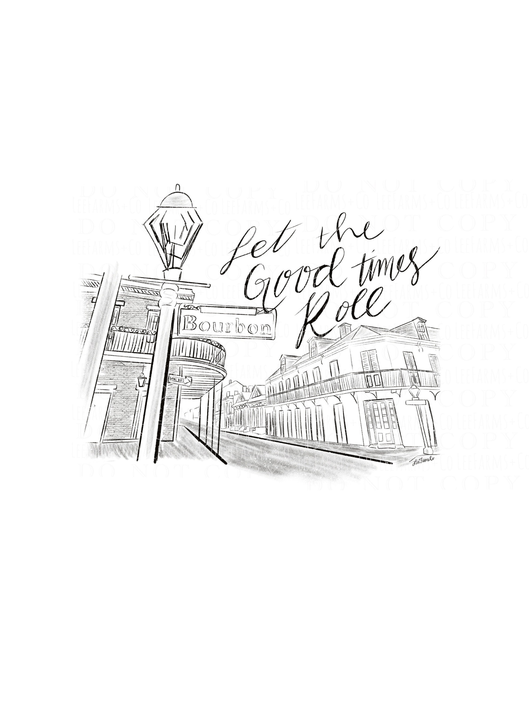 Hand Drawn Bourbon Street PNG - Etsy