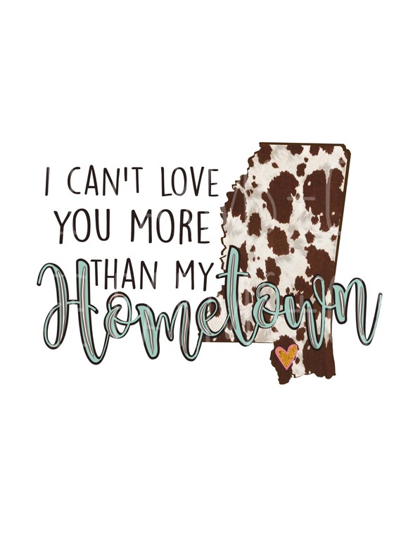 Cow Print Hometown PNG FILE | Etsy