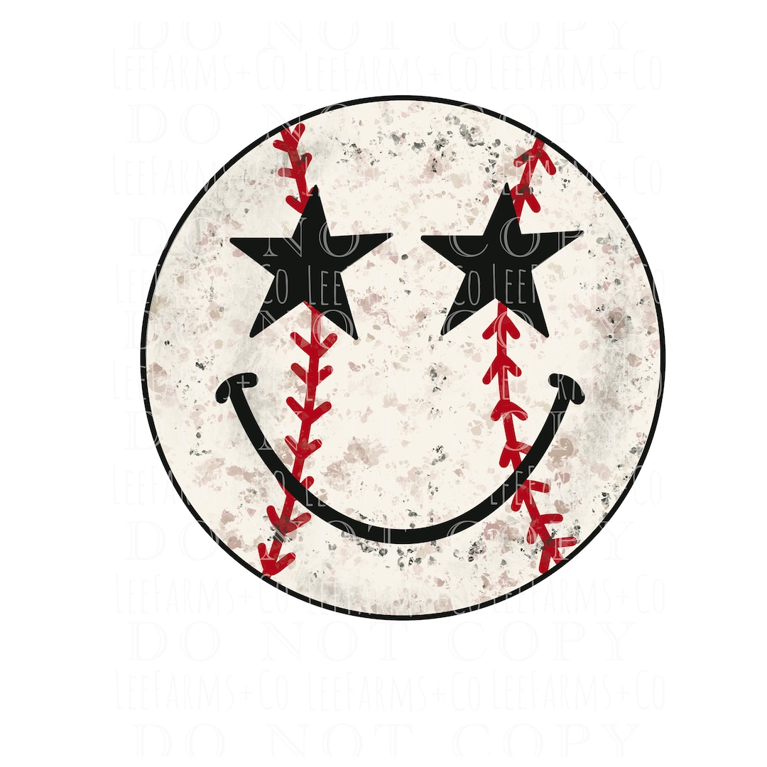 Baseball Smiley PNG - Etsy