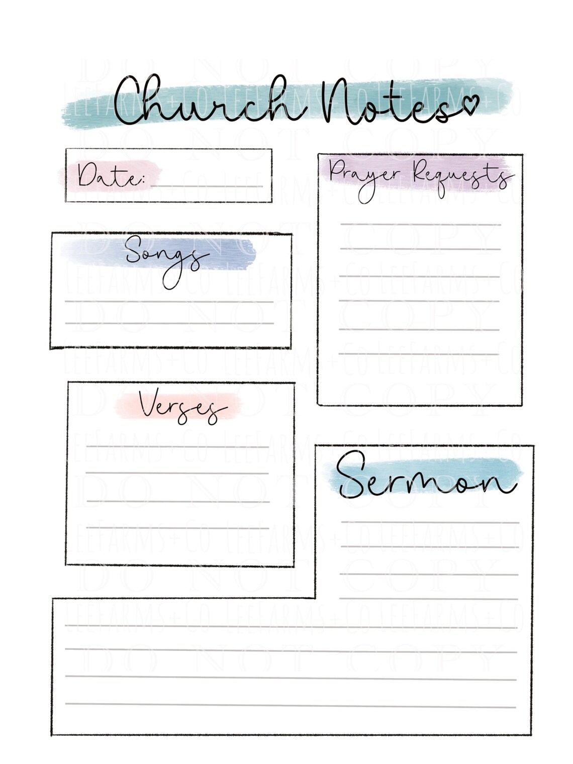 Church Note Template PNG - Etsy