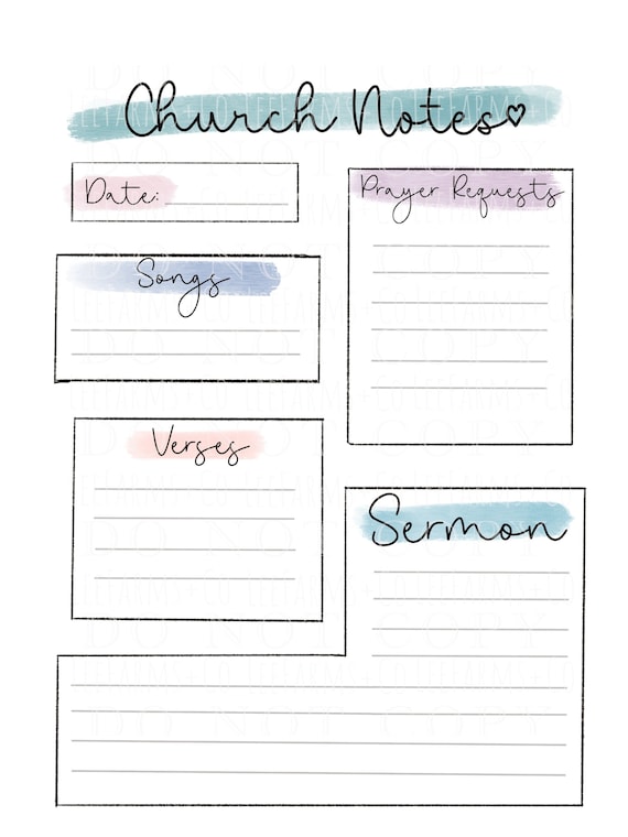 Church Note Template PNG - Etsy