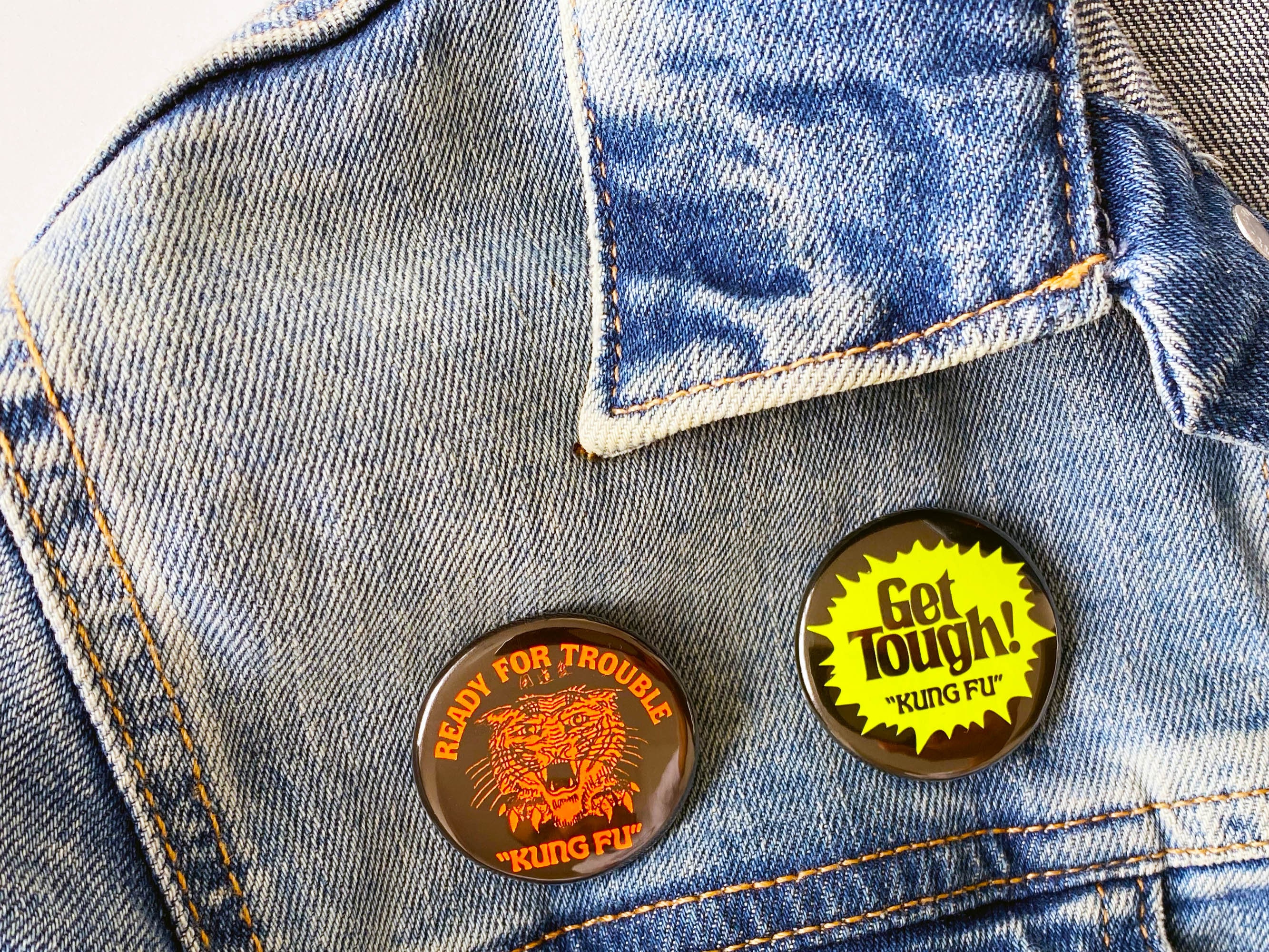 Retro Pin Badges, Pack of Four. 1970s Kung Fu Style Design. - Etsy