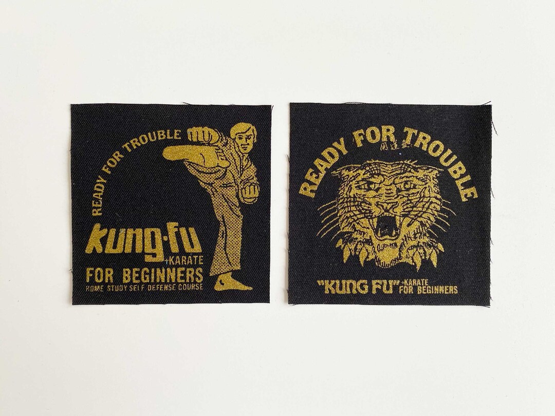 Screen Printed Sew on Patch, Double Pack Kung Fu Motif + Sticker - Etsy