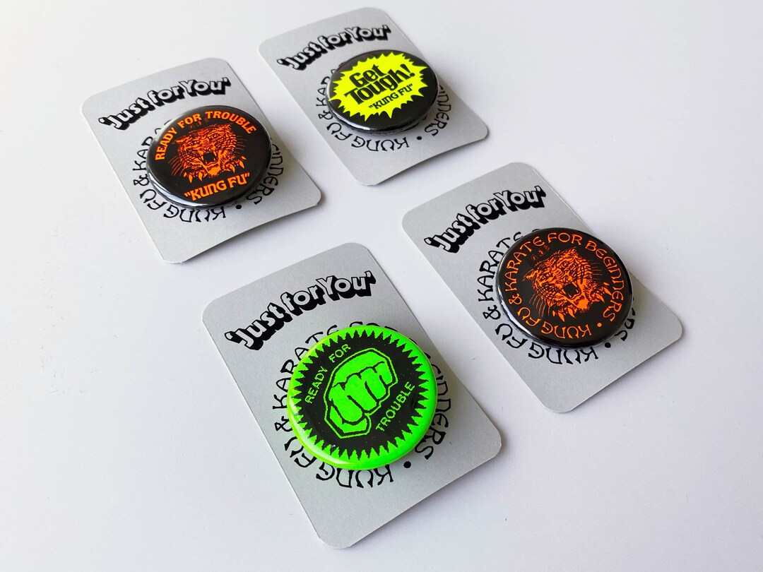 Retro Pin Badges, Pack of Four. 1970s Kung Fu Style Design. - Etsy