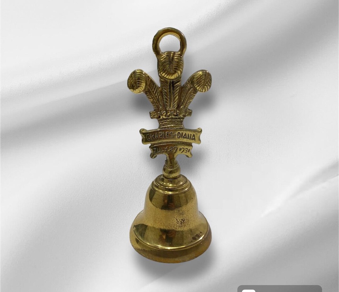 Desk Bell || Vintage Solid Brass || ICH DIEN Charles Diana on Handle ...