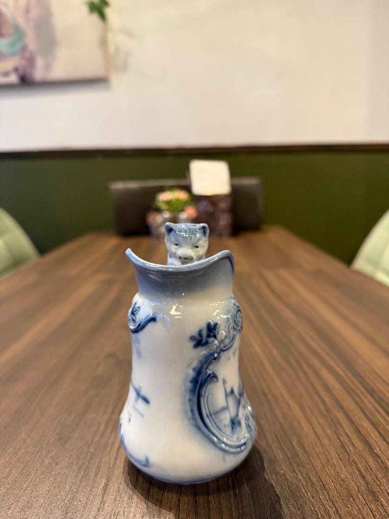 19th Century Dutch "delft Blue" Relief Milk Jug With Cat Handle ...
