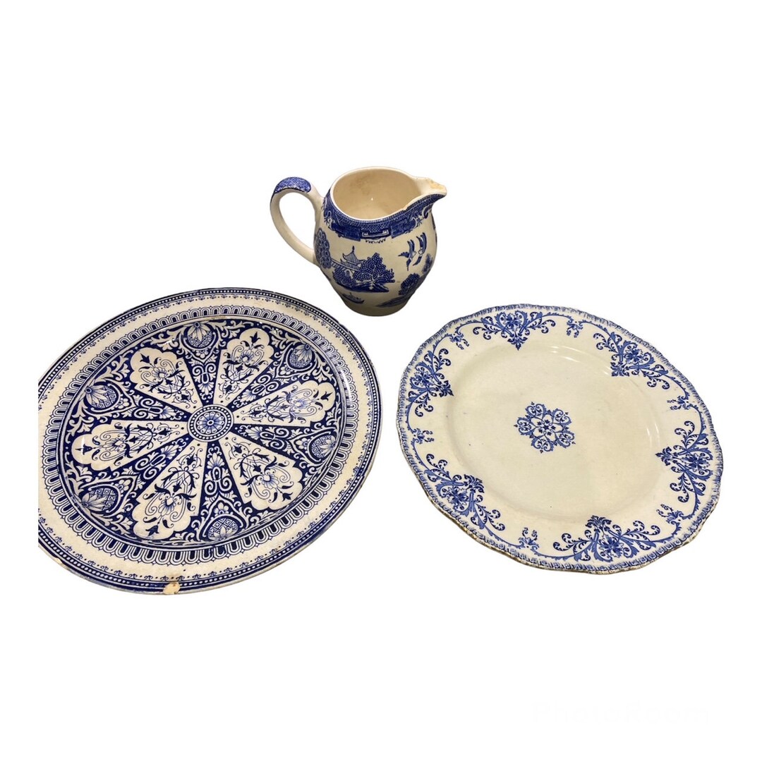 Antique Blue and White Dinner Plate, Ware Plate, Victorian Tableware ...