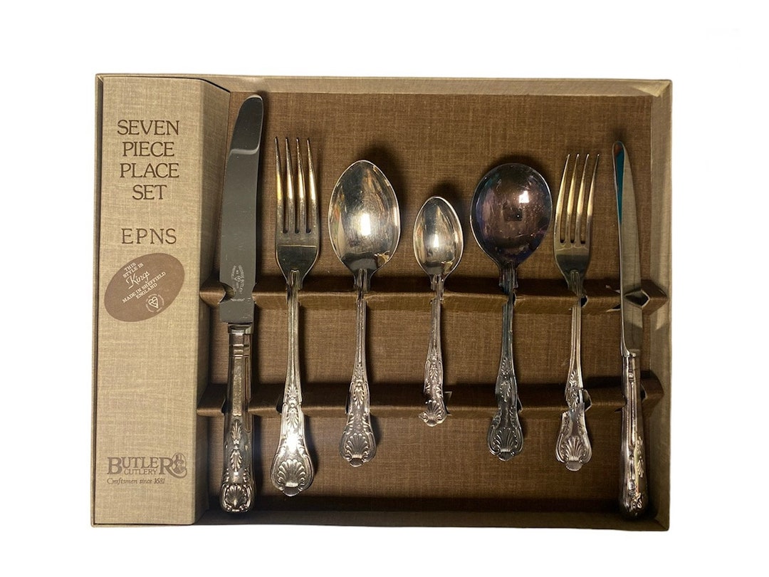 Butler Cutlery Vintage Old English Seven Piece Place Set , EPNS , Set ...