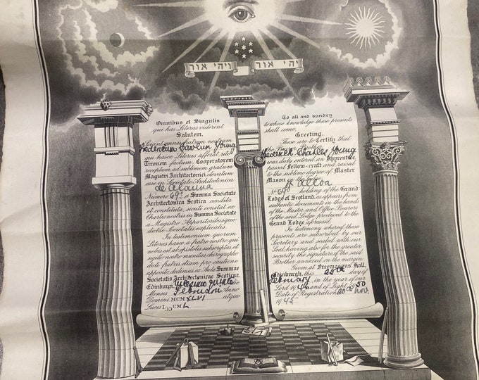 Masonic Certificate Master Mason Degree GRAND LODGE Ancient Free and ...
