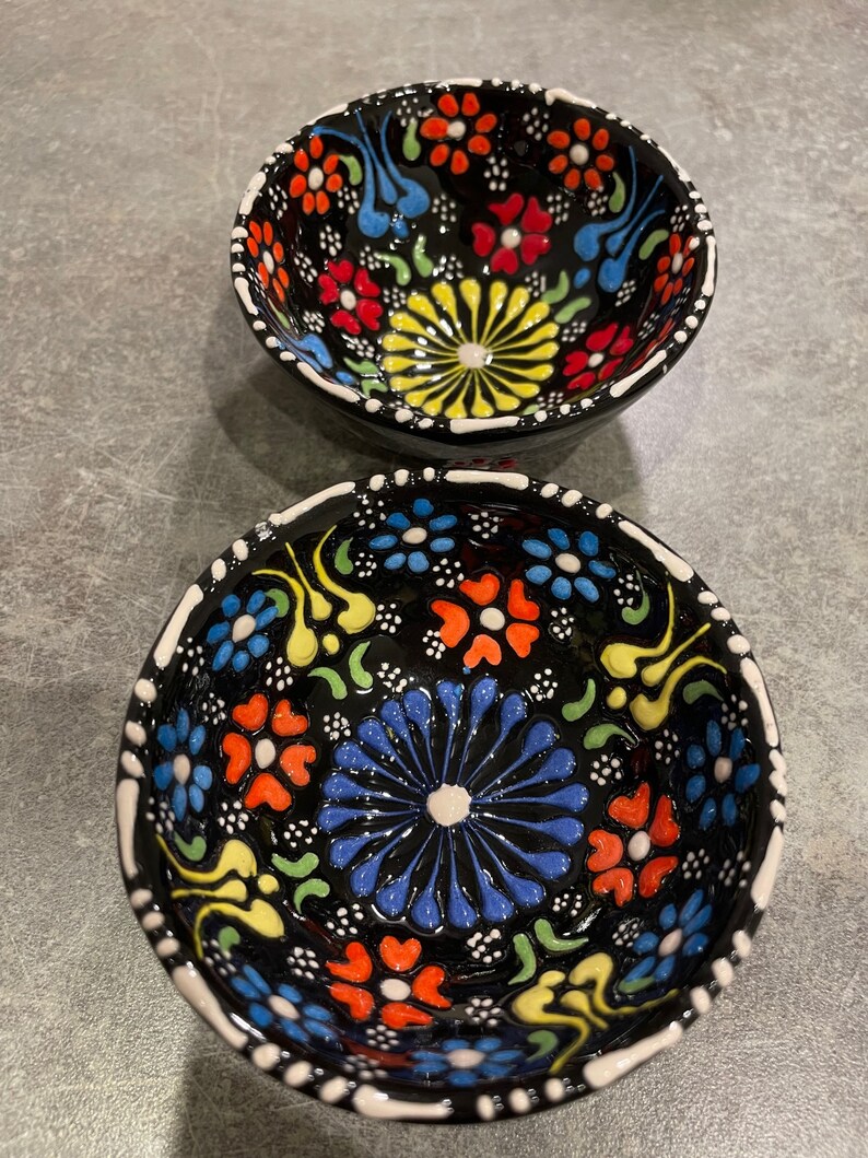 Set of 5 -turkish Ceramic Bowls,8 Cm(3.2 Inch),black,/bowls for Snack ...