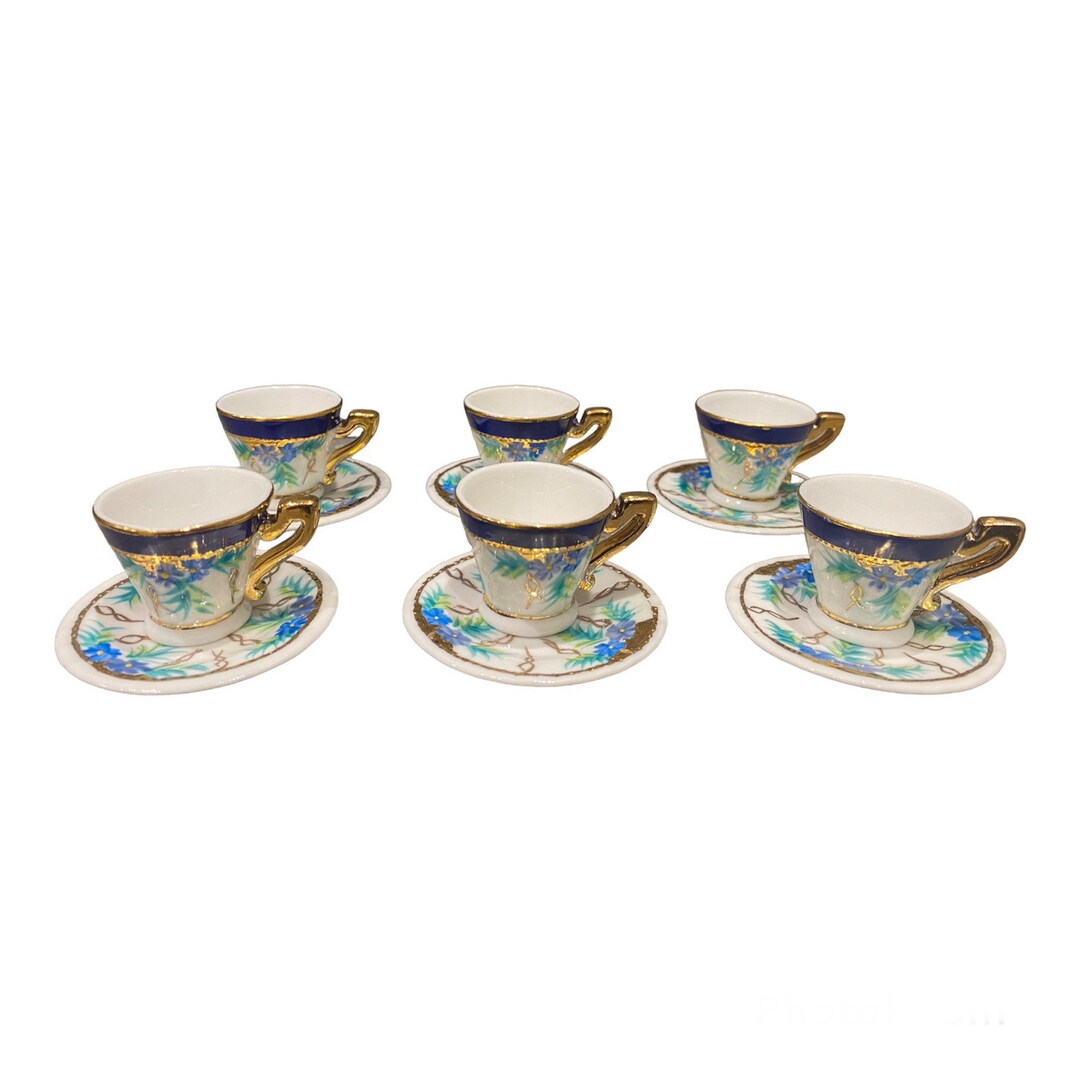 The Leonardo Collection Vintage Miniature Cup and Saucer Set , Set of 6 ...