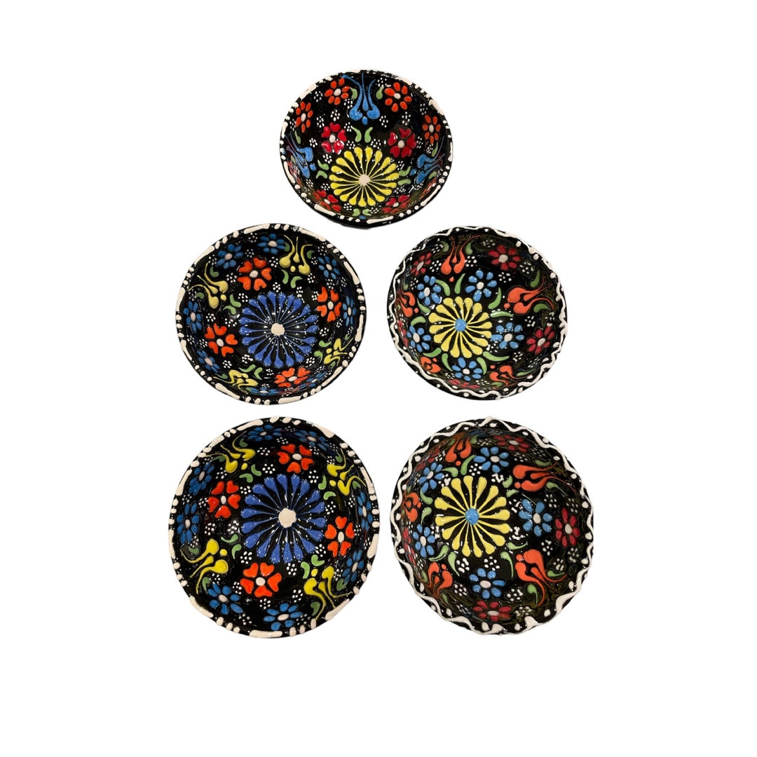 Set of 5 -turkish Ceramic Bowls,8 Cm(3.2 Inch),black,/bowls for Snack ...