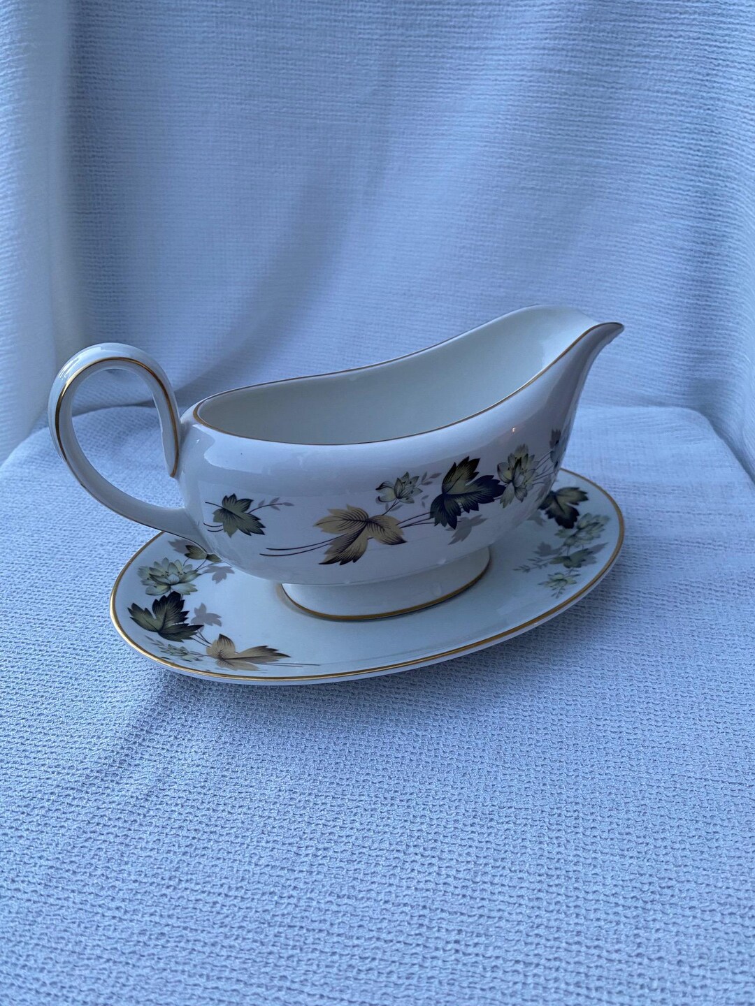 Royal Doulton Larchmont TC1019 Pattern Gravy Boat and Saucer, Collectible Gravy Bowl, Unique ...