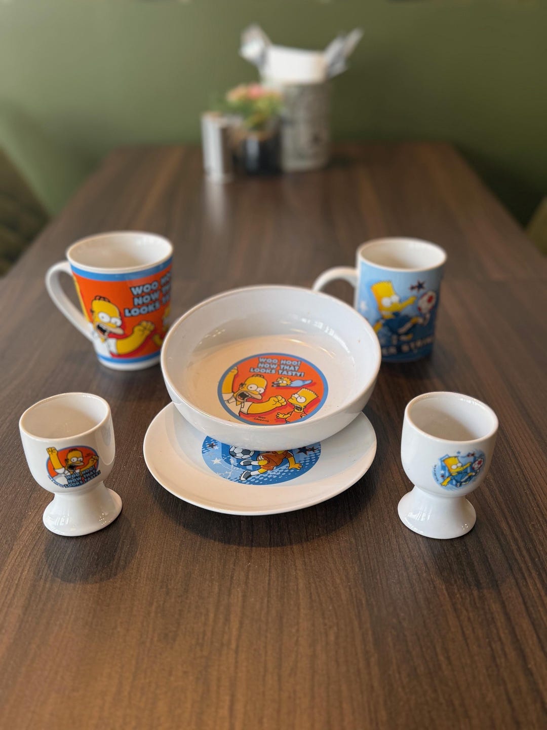 Vintage Simpsons Egg Cups With Mugs and a Bowl, Simpsons Lovers Gift ...