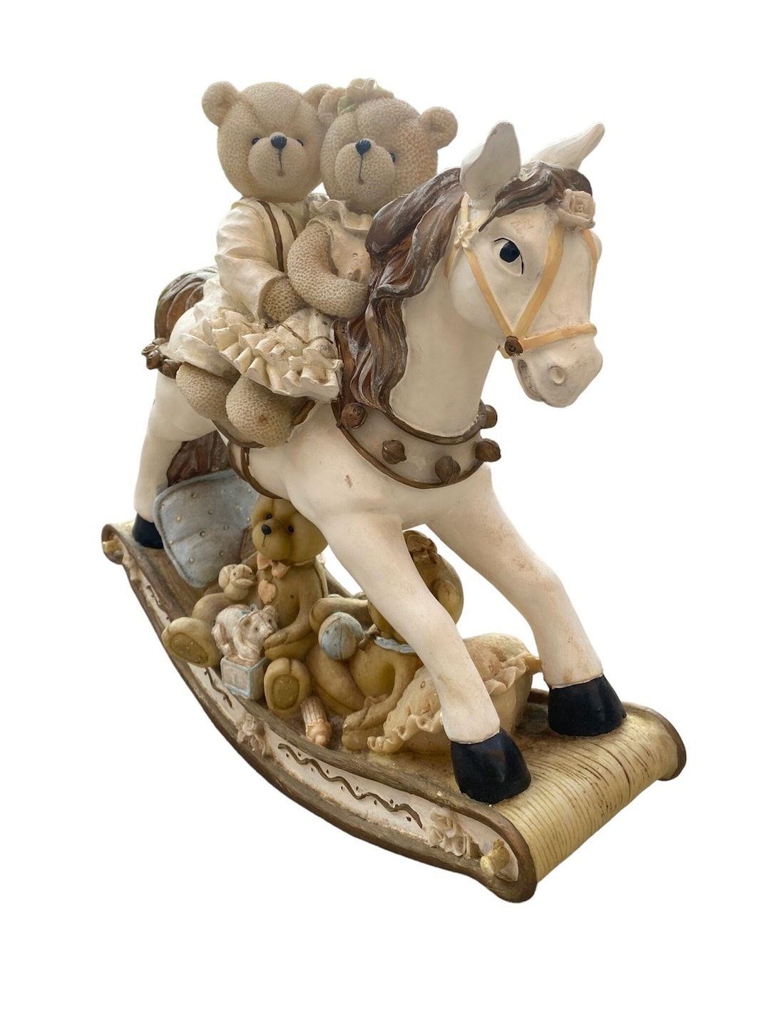 Large Vintage Teddy Bear Rocking Horse , Vintage Housewarming Gift ...