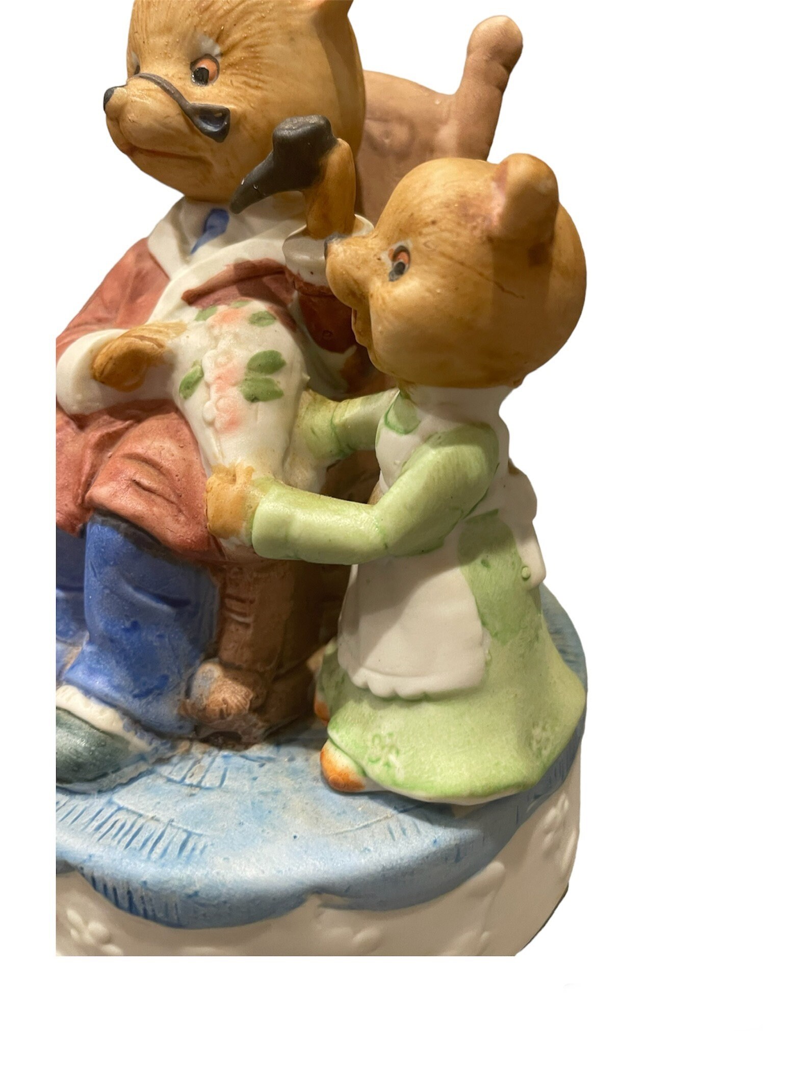Papa Bear in Rocking Chair With Young Girl Bear Music Box Figurine ...