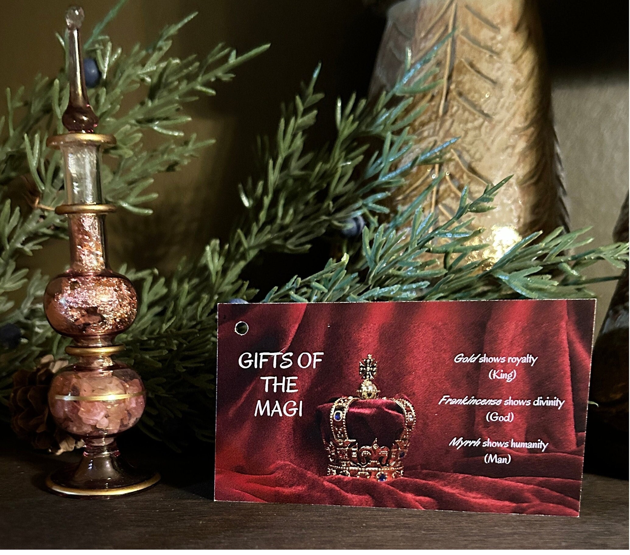 Gifts of the Magi Glass Christmas Ornament, Gold, Frankincense, Myrrh ...