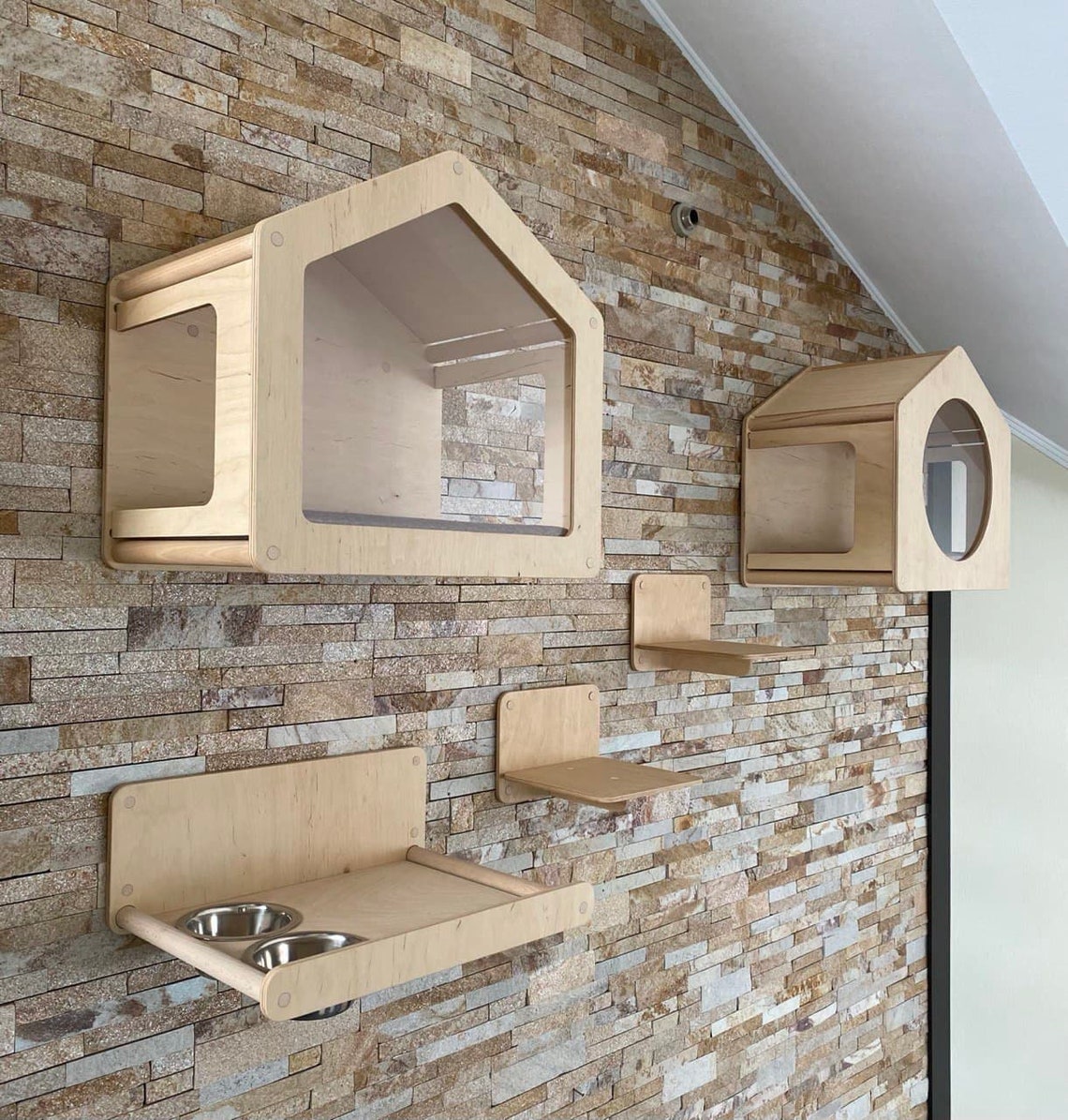 Modern Cat Feeder Cat Bowls Cat Wall Furniture Cat Dishes Cat - Etsy