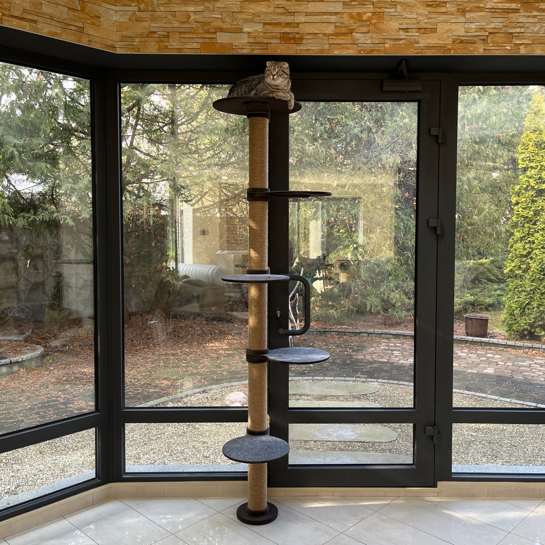 Wooden Cat Tree Tower Wood Cat Tree Modern Cat Tree Cat Furniture Cat ...