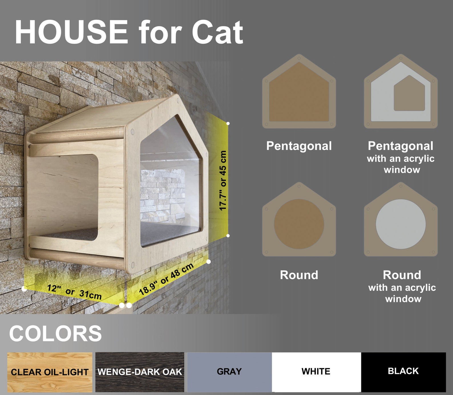 Cat Wall Furniture Set Cat Wall House Wall Cat Bed Cat Shelf for Walls ...