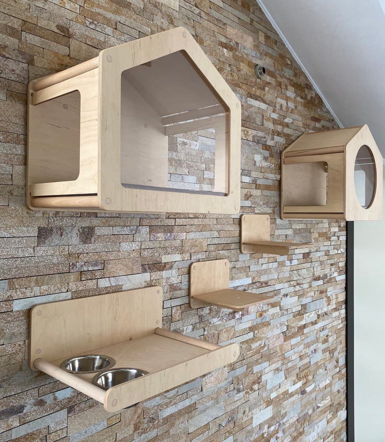 Wood Cat House Wall Cat Furniture Cat Play House Tower for | Etsy