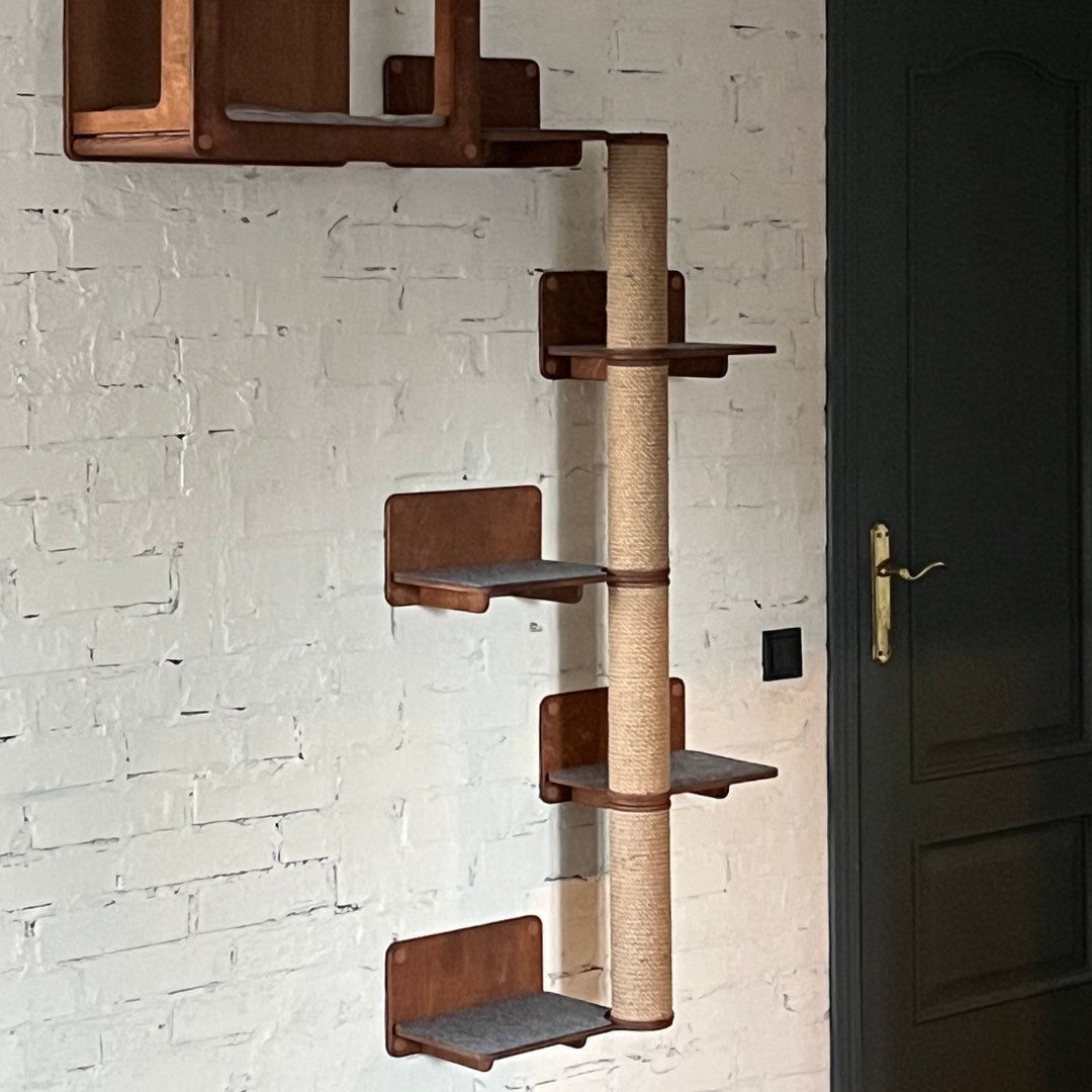 Wood Cat Tree Tower Cat Climbing Tree Cat Condo Wooden Cat Tree Unique ...