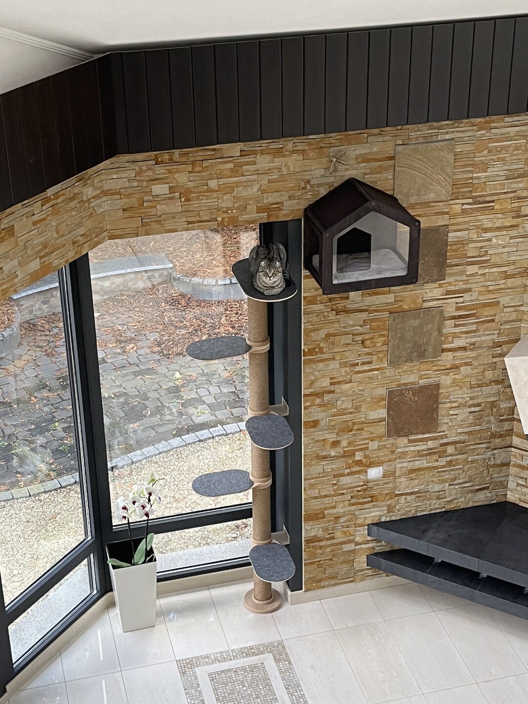 Wood Cat Tree Modern Cat Furniture Wooden Cat Condo Unique Cat Gifts ...