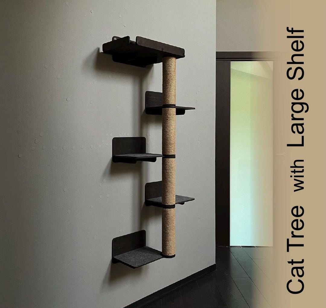 Cat Tree With Shelf, Wall Mounted Cat Furniture, Gift for Cat Lover ...