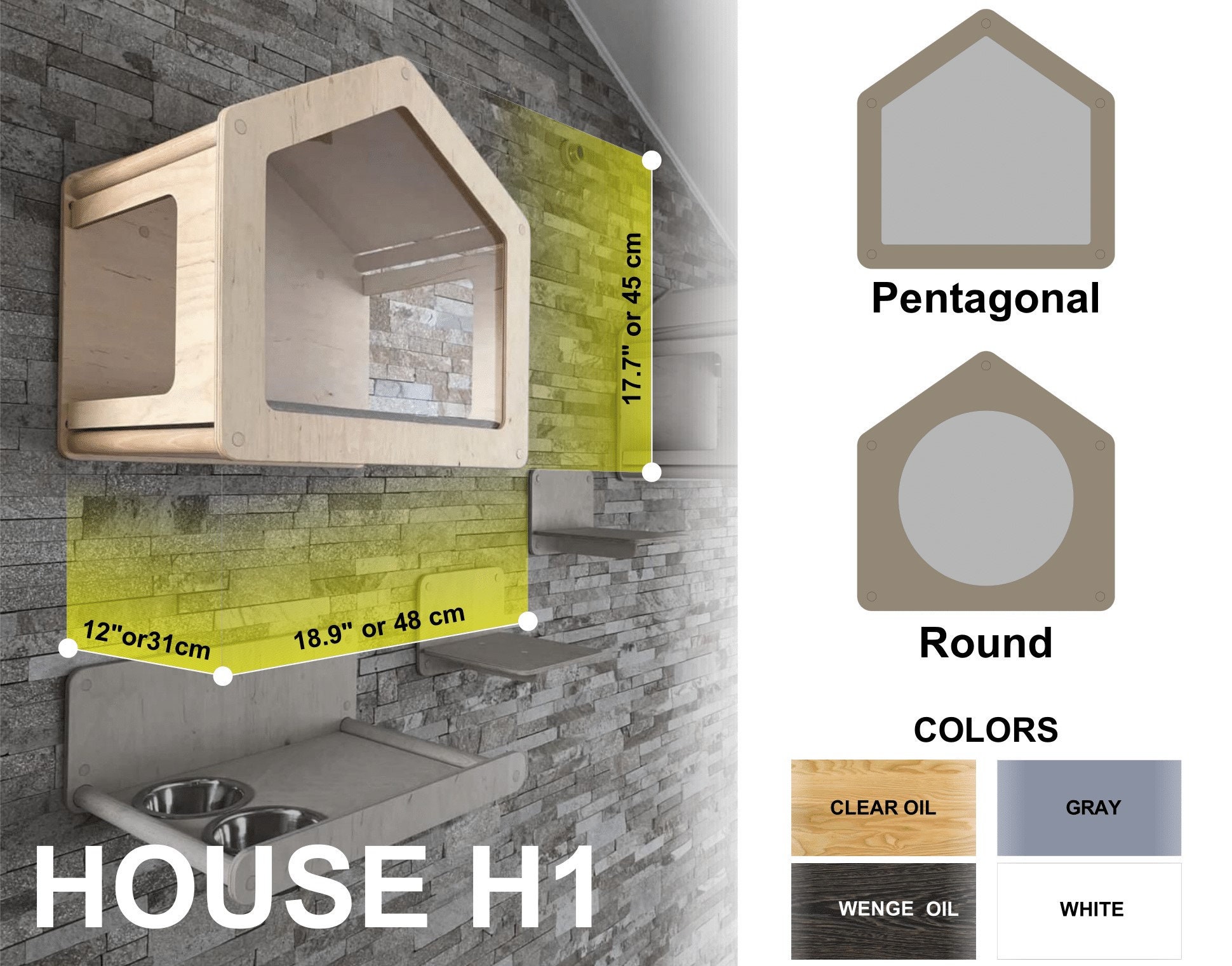 Wood Cat House Wall Cat Furniture Cat Play House Tower for | Etsy