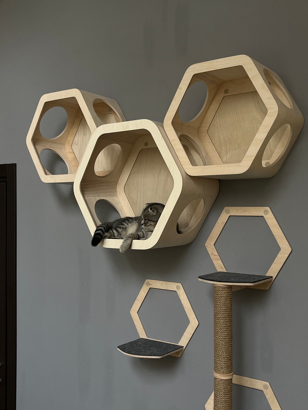 Cat Wall Furniture Cat Shelves Modern Cat House Wall Modern Wall Decor ...